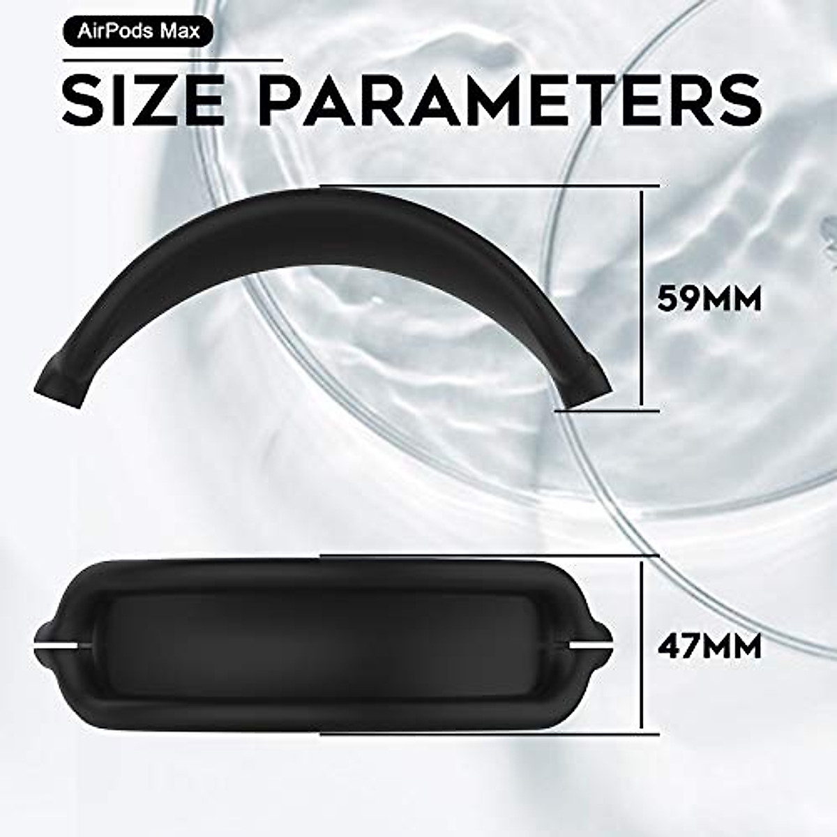 Seltureone Compatible for AirPods Max Headband Cushion, Silicone Earphone Protective Dustproof Sweat Proof Cover Accessories for AirPod Max Headphones Knit Mesh, Black