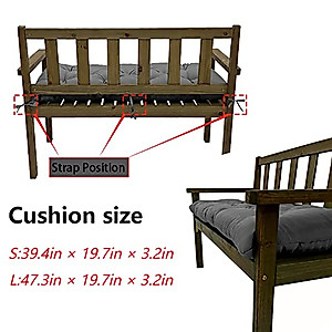 COGINQUS Indoor/Outdoor Bench Cushion Waterproof-47.3"×19.7" Thicken Patio Furniture Seat Cushion with Ties,Soft Swing Cushion Replacement for Window Lounger Garden Wicker (47.3"×19.7", Grey)