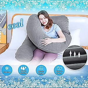 AS AWESLING 60in Pregnancy Pillows for Sleeping | Detachable Maternity Pillow for Pregnant Women | Extra Large Full Body Pillow for Pregnancy (Cool Gray)