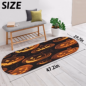 Tavisto Halloween Scary Pumpkins Fluffy Oval Shaggy Rugs for Bedroom Aesthetic Plush Floor Mat - Soft and Absorbent - Ideal for Living Room,Home Decor, and Playrooms