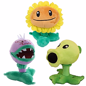 JHESAO 3 PCS PVZ Plush Zombies Plants Sets Toy Peashooter, 1 2 Stuffed Soft Chomper Doll, Sunflower PVZ Figure Doll New