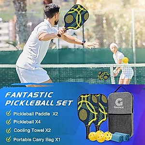 Gonex Pickleball Paddles, Lightweight Pickleball Set with Comfort Grip, 2/4 Fiberglass Face Pickleball Rackets with 4 Pickleball Balls, 2/4 Cooling Towels, Portable Carry Bag