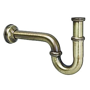 Basin Drain Waste Antique Brass P-Trap 1 1/4" Inch BSP x 32mm Decorative Sink