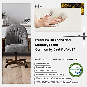 Chromcraft Caster Swivel Tilt Dining Chairs, Luxe Casual Wooden Arm All-Metal Pedestal Base Chairs with Rolling Wheels for Kitchen(Fonzo Marble-Walnut)