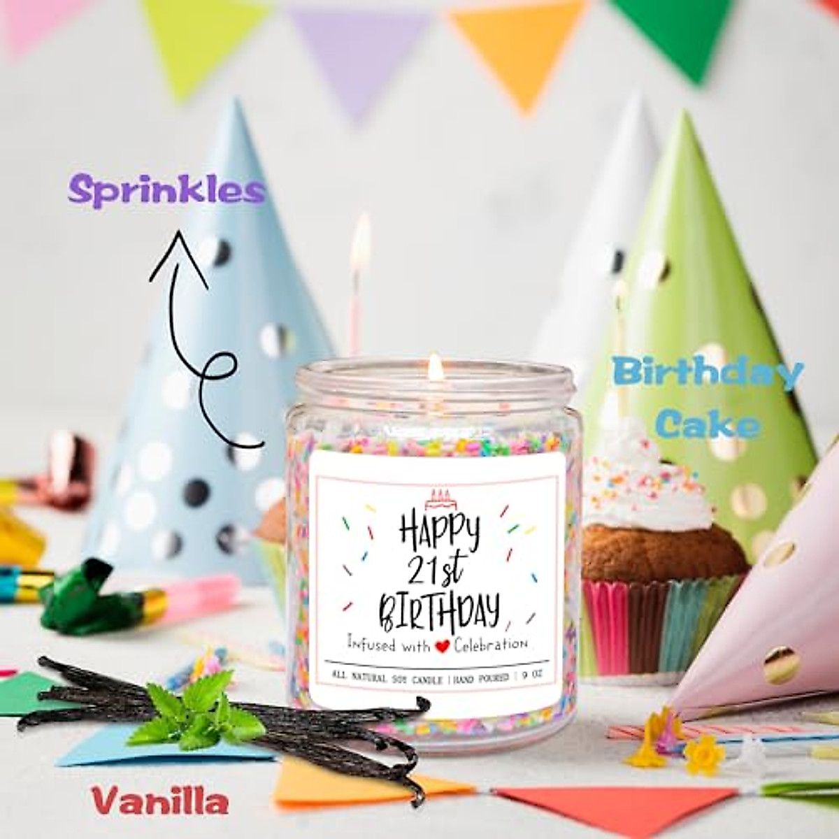 Homsolver 21st Birthday Gifts for Her Women, Best 21st Birthday Gift Ideas, Perfect Birthday Present, Funny Birthday Presents for Women, Friends, Sister, Daughter, Happy Birthday Aromatherapy Candles