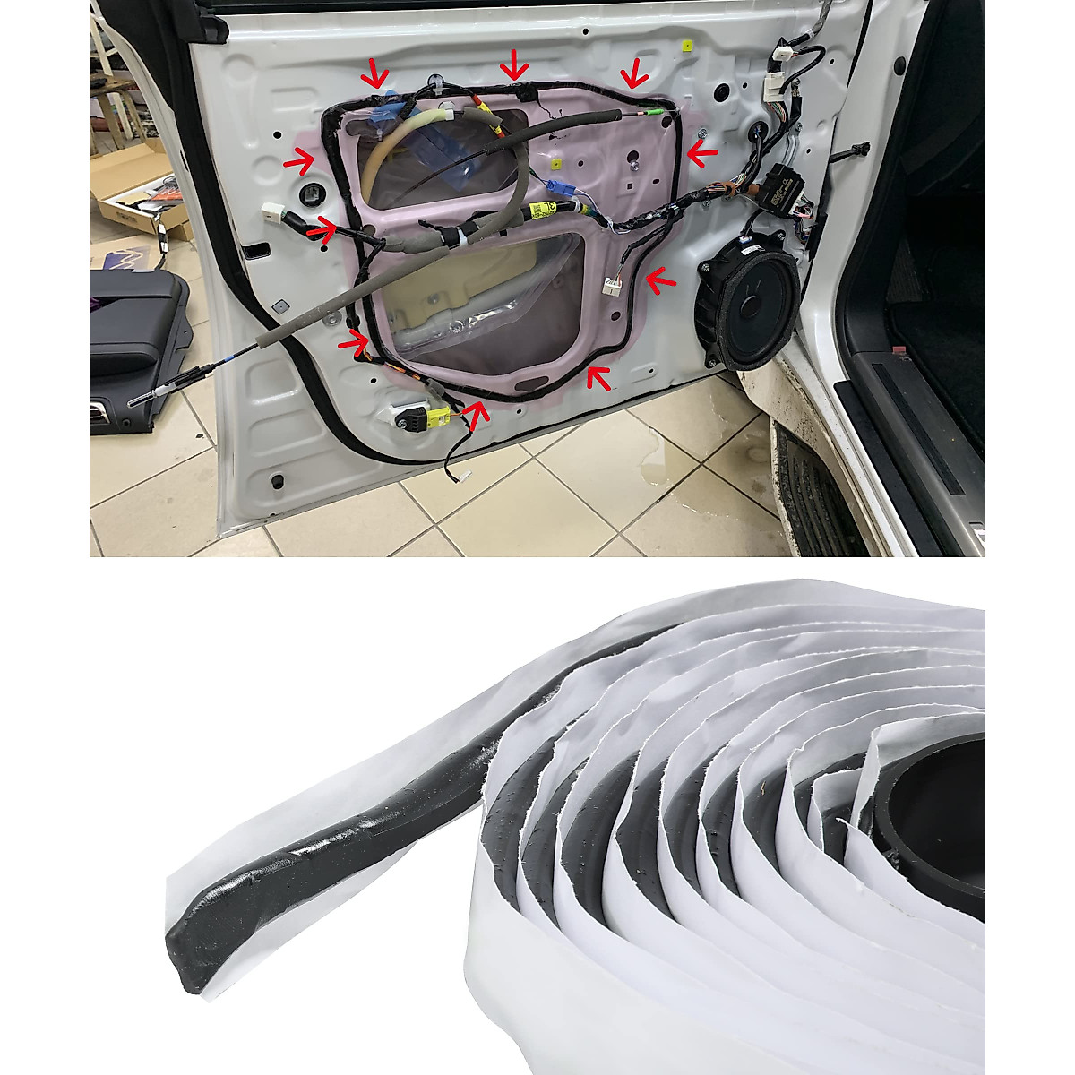 ESEWALAS 13FT Butyl Rubber Sealant Tape,Headlight Sealant Retrofit Refit Butyl Rope Rubber Glue Reseal,Waterproof Butyl Tape Sealant Sound Deadening Rope Caulk Tape