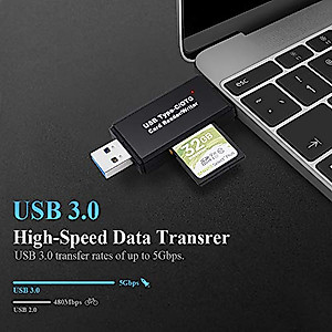 2 in 1 High-Speed Portable Memory Card Reader SD 3.0 Transport Protocol, SD Card Reader USB 3.0 to SDXC, SDHC, SD, MMC, RS-MMC, Micro SDXC, Micro SD, Micro SDHC Card and UHS-I