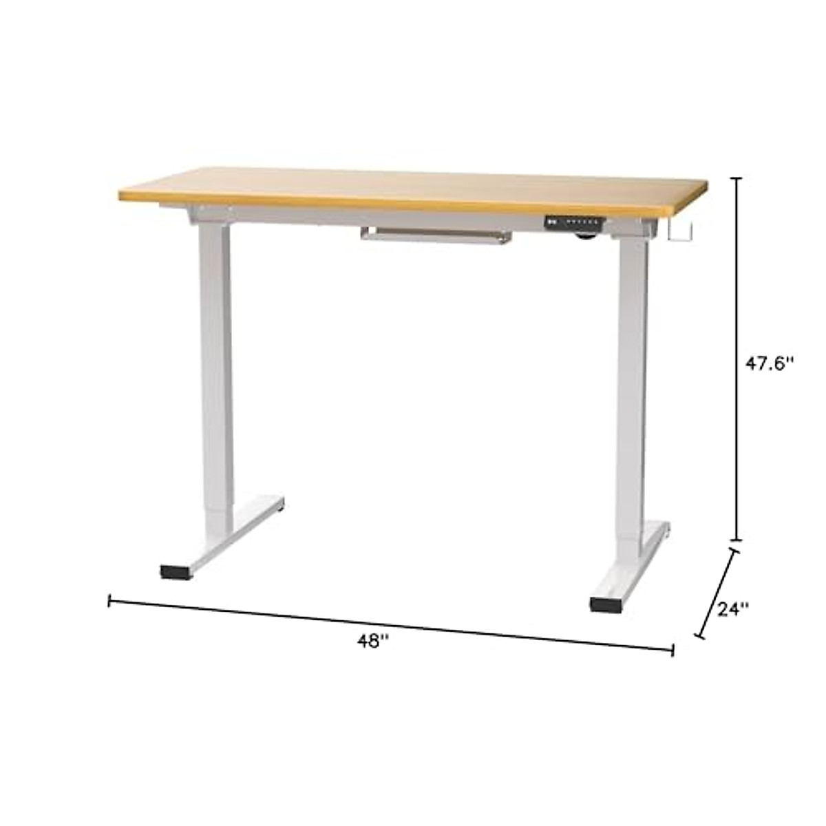 FLEXISPOT Adjustable Desk Quick Assembly Electric Standing Desk with 48 x 24 Inches Whole-Piece Ergonomic Memory Controller Sit Stand Desk(White Frame + 48" Bamboo Texture Desktop)