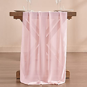 Socomi 10ft Blushing Pink Chiffon Table Runner 29x120 Inches Wedding Runner Sheer Bridal Shower Decorations