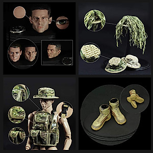 ViiKONDO 1/6 Scale Jungle Sniper Action Figure Toy Army Men 12inch Soldier Figurine Model Full Set Collection Weapon Accessories Military Fan Gift