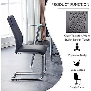 Gnrolaz 63" Marble Dining Table Set for 8, Modern Kitchen Table and Chairs Set with 1.4" Faux Marble Tabletop and 8 Gray PU Leather Dining Chairs, 9 Piece DiningTable Set for Dining Kitchen