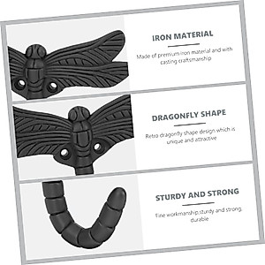 Cabilock Sturdy Iron Crafted Dragonfly Wall Hooks Multipurpose Coat and Hat Hanger Home Decor