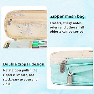 iSuperb Foldable Pencil Case Zipper Big Capacity Canvas Pencil Pouch Stationery Organizers Pen Bag Compartments Cosmetic Makeup Bags for Women