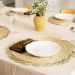 Artera Set of 6 Oversized Round Seagrass Placemat, 15" Round, Woven Table Mats, No-Slip Natural Heat Resistant Mats for Table, Coasters, Pots, Pans & Teapots in Kitchen (Round 10)