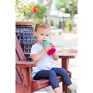 Boon SNUG Straw with Cup, Blue/Orange/Green