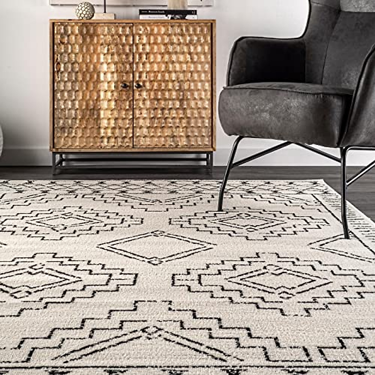 nuLOOM Noa Tribal Moroccan Area Rug, 6' 7" x 9', Grey