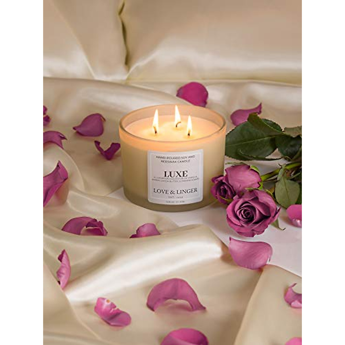 Luxury Candle | Luxe Candles | Soy & Beeswax Candles for Home | 16 oz. Large Jar 3 Wick Candle | Unique Candles | Candle Gift for Women | Bridesmaid Candle Gift