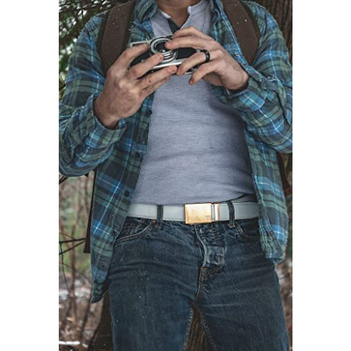 Tonywell White Belt Men, Ratchet Belt Leather Genuine 1.5 Inch Wide for Dress Pants & Jeans