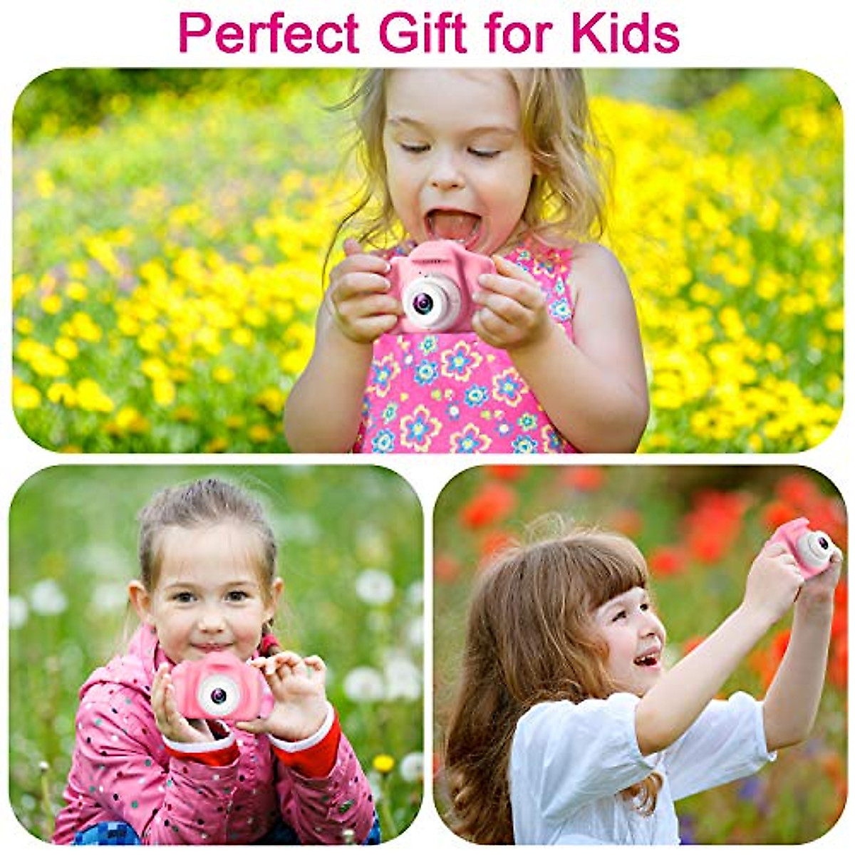 GKTZ Toys for Girls Age 3-8, Kids Camera Digital Video Toddler Camera Children Camcorder Birthday Gifts for 3 4 5 6 7 8 Year Old Girls with 32GB SD Card