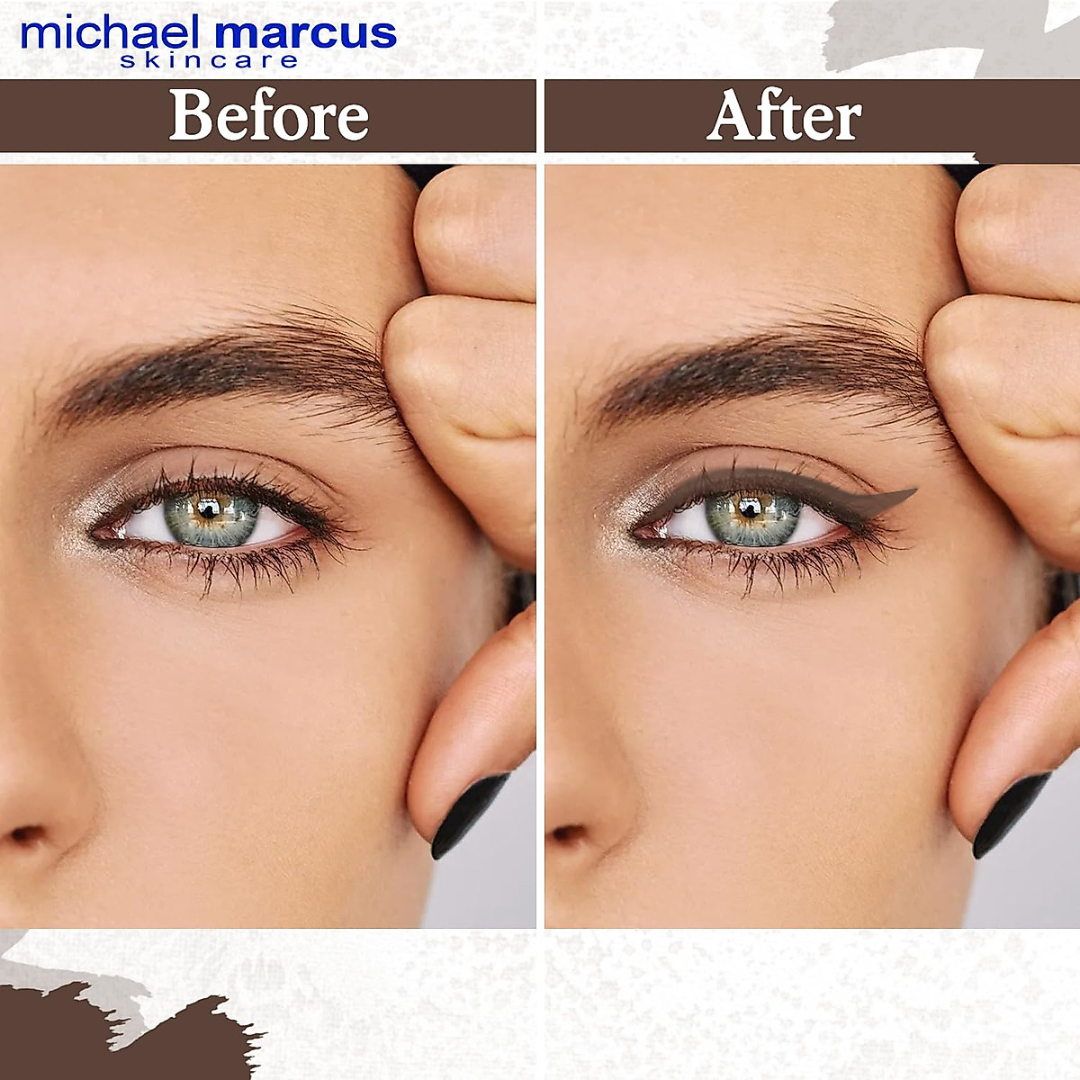 michael marcus Makeup Cake Eye Liner & Eyeliner Brush (Espresso) - Water Activated Dry Pressed, Long-Lasting & Smudge Resistant Eyeliner - Cruelty & Paraben Free - For Beginner & Pro Makeup Artist