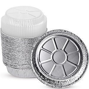 XIAFEI 9 Inch Round Aluminum Pans (50 Pack) Disposable Foil Pan, Freezer & Oven Safe For Baking, Baking, Meal Prep & Reheating