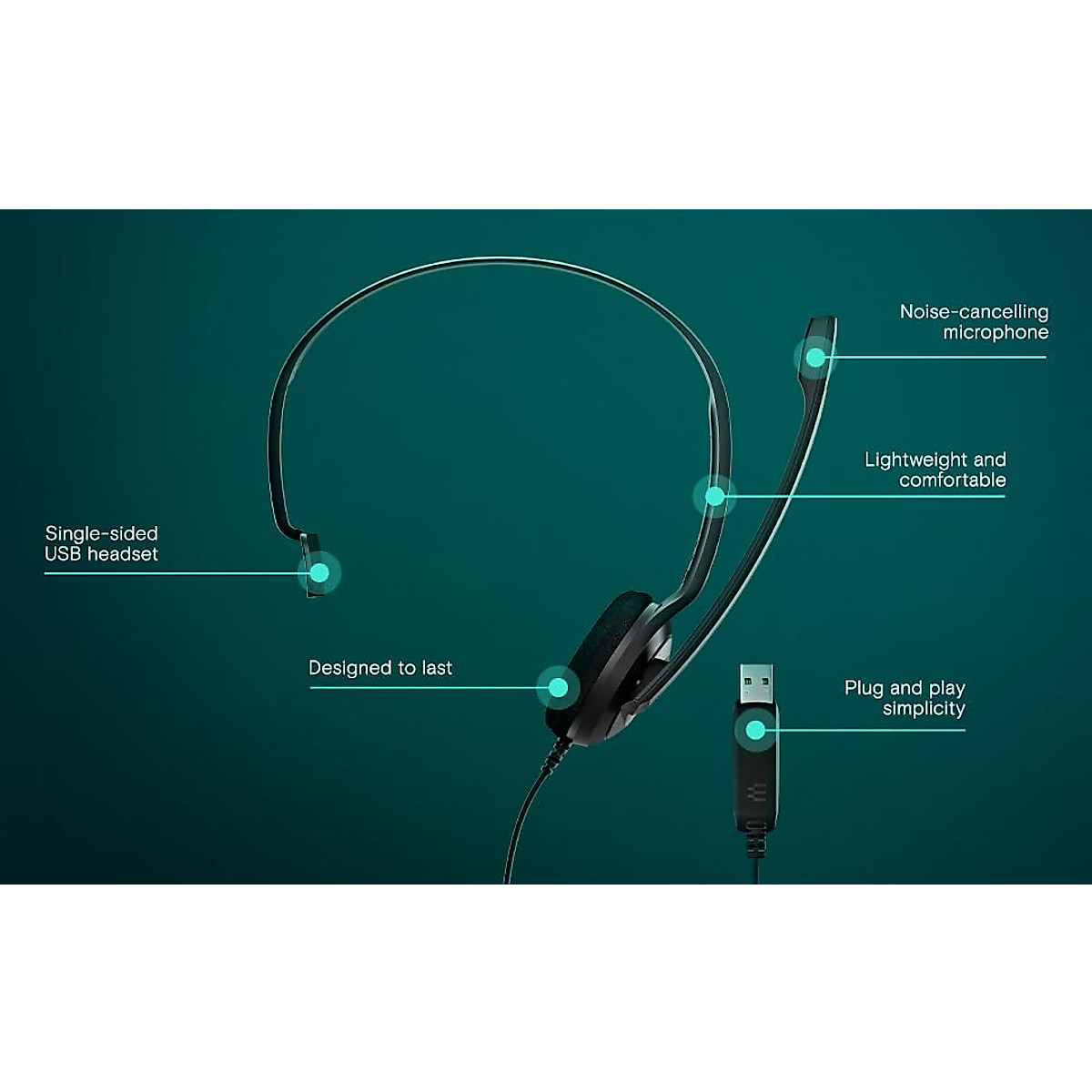 Sennheiser Consumer Audio Professional Audio EPOS Consumer Audio PC 7 USB - Mono USB Headset for PC and MAC, Black (504196)