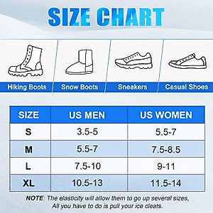 Ice Snow Cleats for Shoes Boots Walk Traction Cleats Crampons Anti Slip 24 Studs Ice Cleat Slip-on Stretch Footwear Grippers for Women Men Kids Walking on Snow Ice