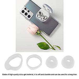 16pcs Silicone Anti-Slip Eartips Earhooks Replacement Wingtips Earhooks Kit Earphones Tips Cover Compatible with Samsung Galaxy Buds/Buds+ Headphone White
