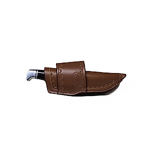 CARL THOMAS LEATHERS Crossdraw knife sheath. quality leather quality stitching. fix blade Nylon stitching. may defeat a 103. Knife holder.