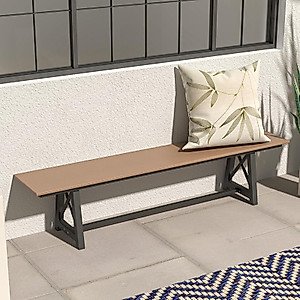Giantex Outdoor Bench, 3-4 Person Garden Bench, 72" Long Patio Bench with Metal Frame, 1100 LBS Capacity, Weatherproof Backless Park Bench, Outside Dining Bench for Lawn, Front Porch, Backyard