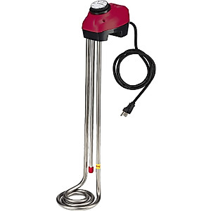 KD 1600W Immersion Bucket Water Heater, Auto Shutoff, Overheating Prevention, Auto Water Level Senor, Adjustable Thermostat, Easy-to-Use (RED / 1600 WATT)