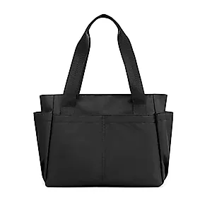 PORRASSO Tote Bag Nylon Waterproof Handbag Women Shoulder Bag for Shopping Travel Work Daily Use Black