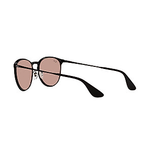 Ray-Ban RB3539 Erika Metal Polarized Round Sunglasses, Black/Evolve Photochromic Brown to Dark Brown, 54 mm
