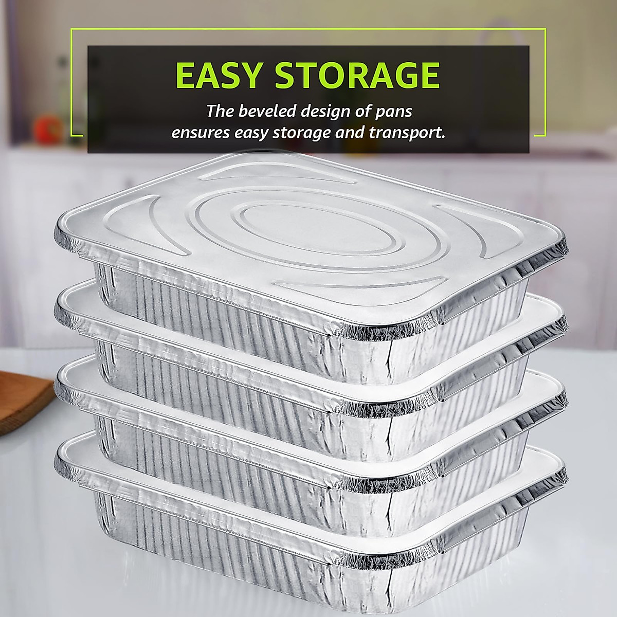 biocean Aluminum Pans with Lids 9x13 Inch 25 Pack, Extra Heavy Duty 25 Foil Pans and 25 Foil Lids for Prepping Food, Storing Heating, Cooking, Baking, Roasting
