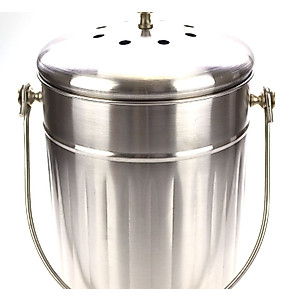 Kitchen Craft Large Food Waste Bin, Stainless Steel, 5 Litre