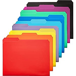 KTRIO 9 Pack Plastic File Folders Colored Folders - 9 Assorted Colors Letter Size File Folders Poly Filing Folders Heavy Duty 3 Tab Folders, 1/3 Cut Erasable Tabs for Office School Home Organization