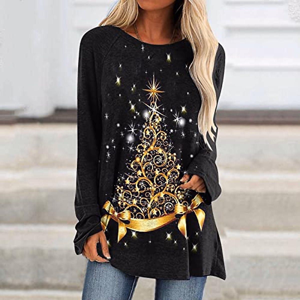 Women Ugly Christmas Sweartshirt Womens Gauze Button Down Shirt Dressy Casual Christmas Sweater Snowman Graphic Turtleneck Swiss dot Blouses t Shirts v Neck Collared Fall Sweatshirts Flare Jeans for