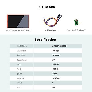Nextion 10.1″ Intelligent Series HMI Display NX1060P101-011C-I Capacitive LCD-TFT Touch Screen 1024 * 600, Widely Used in Vehicle HMI, 3D Printer, Support Video Audio Animation Play Functions.