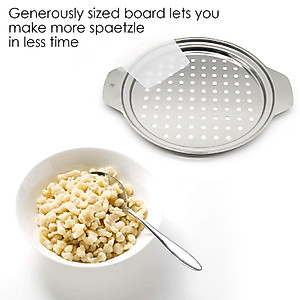 Hicook Stainless Steel Spaetzle Maker Lid with Scraper Traditional German Egg Noodle Maker Pan Pot Spaghetti Strainer