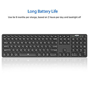 Arteck Universal Backlit 7-Colors & Adjustable Brightness Multi-Device Full Size Wireless Bluetooth Keyboard for Windows, iOS, iPad OS, Android, Computer Desktop Laptop Surface Tablet Smartphone