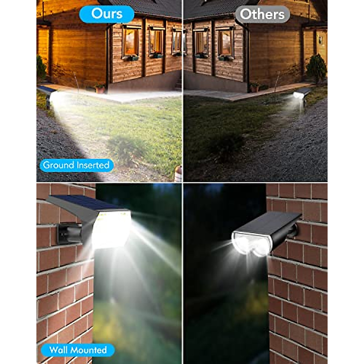 Kaxiida Solar Lights Outdoor Waterproof, 56LEDs Solar Landscape Light, IP67 Adjustable Lights Wall Lights in One, for Gardens Pool Courtyard Driveway-Warm White