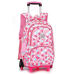 Girls Rolling Backpack Kids Backpack with wheels for Middle school Trolley Luggage