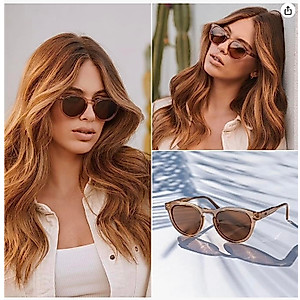 WearMe Pro Polarized Classic Round Retro Women's Sunglasses (Light Crystal Brown/Brown Lens)