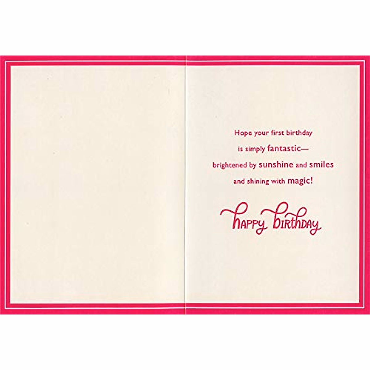 Designer Greetings Pink Unicorn, Rainbows and Blue Clouds Juvenile 1st / First Birthday Card for Great-Granddaughter