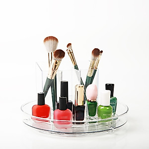 YCLADEC 2 Pack Lazy Susan 9.25" Inch Turntable Organizer Pantry Organization and Storage Container Bins Spice Rack Cabinet Rotating Condiment for Pantry Kitchen Vanity Bathroom Jewelry Holder Clear