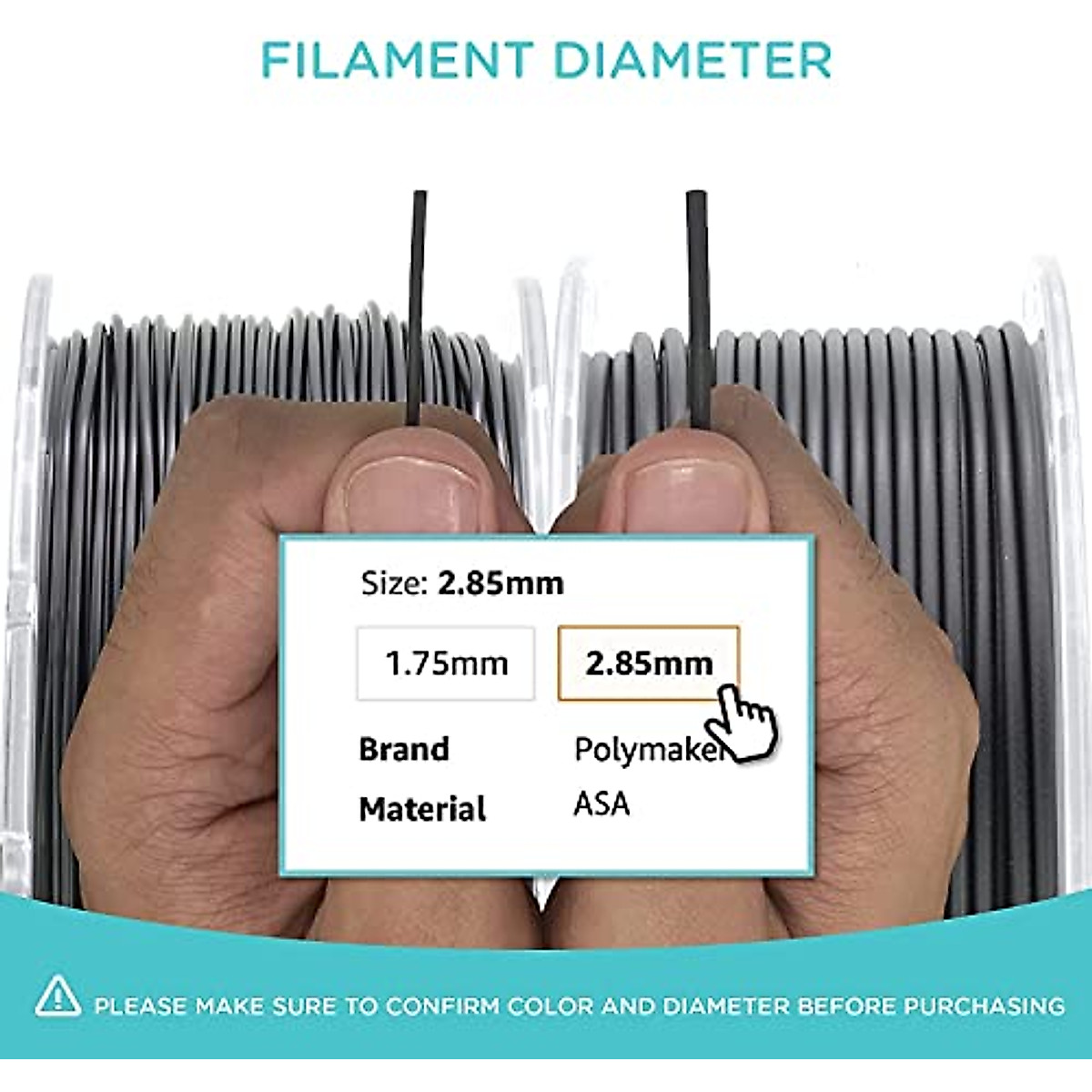 2.85mm ASA Filament 3mm Black ASA, 1kg Heat Resistant Weather Resistant ASA 2.85 - Polymaker PolyLite ASA 3D Printer Filament Black, Print with 2.85mm Openning 3D Printers Only