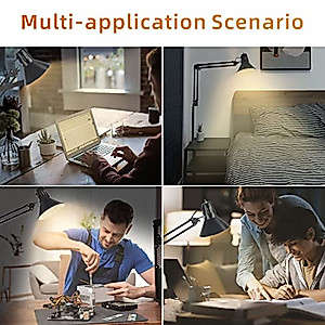 Hypool Desk Lamp for Home Office Eye-Caring Metal Extra Long Swing Arm Stable Clamp Flexible Gooseneck A19 E26 Bulb Included as Table Working Reading Aesthetic Computer Versatile Light