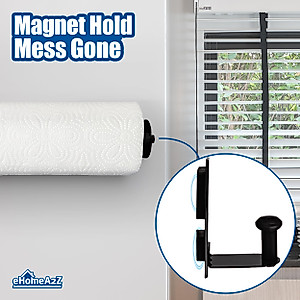 EHOMEA2Z Magnetic Paper Towel Holder Heavy Duty Steel Refrigerator Kitchen Fridge Bar Grill BBQ RV (Black, 1)