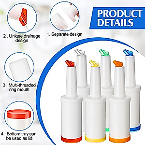 24 Pack Bar Pour Colorful Juice Pouring Bottle Containers 34 oz Plastic Juice Dispensers in 6 Colors for Bar Home Kitchen Party Supplies
