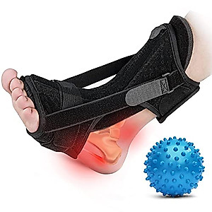 Nicoport A1B Plantar Fasciitis Night Splint Unisex Adjustable Foot Drop Orthotic Brace for Plantar Fasciitis & Achilles Tendonitis Relief Breathable Night Splint w/Massage Ball for Easing Pains A1B